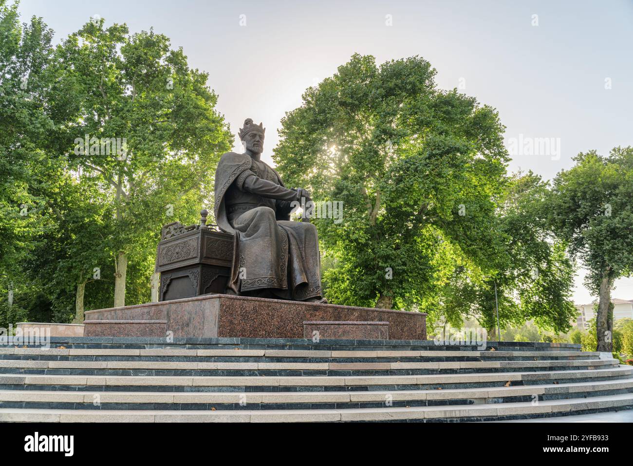 Statue of Amir Timur (Tamerlane) in Samarkand, Uzbekistan Stock Photo ...