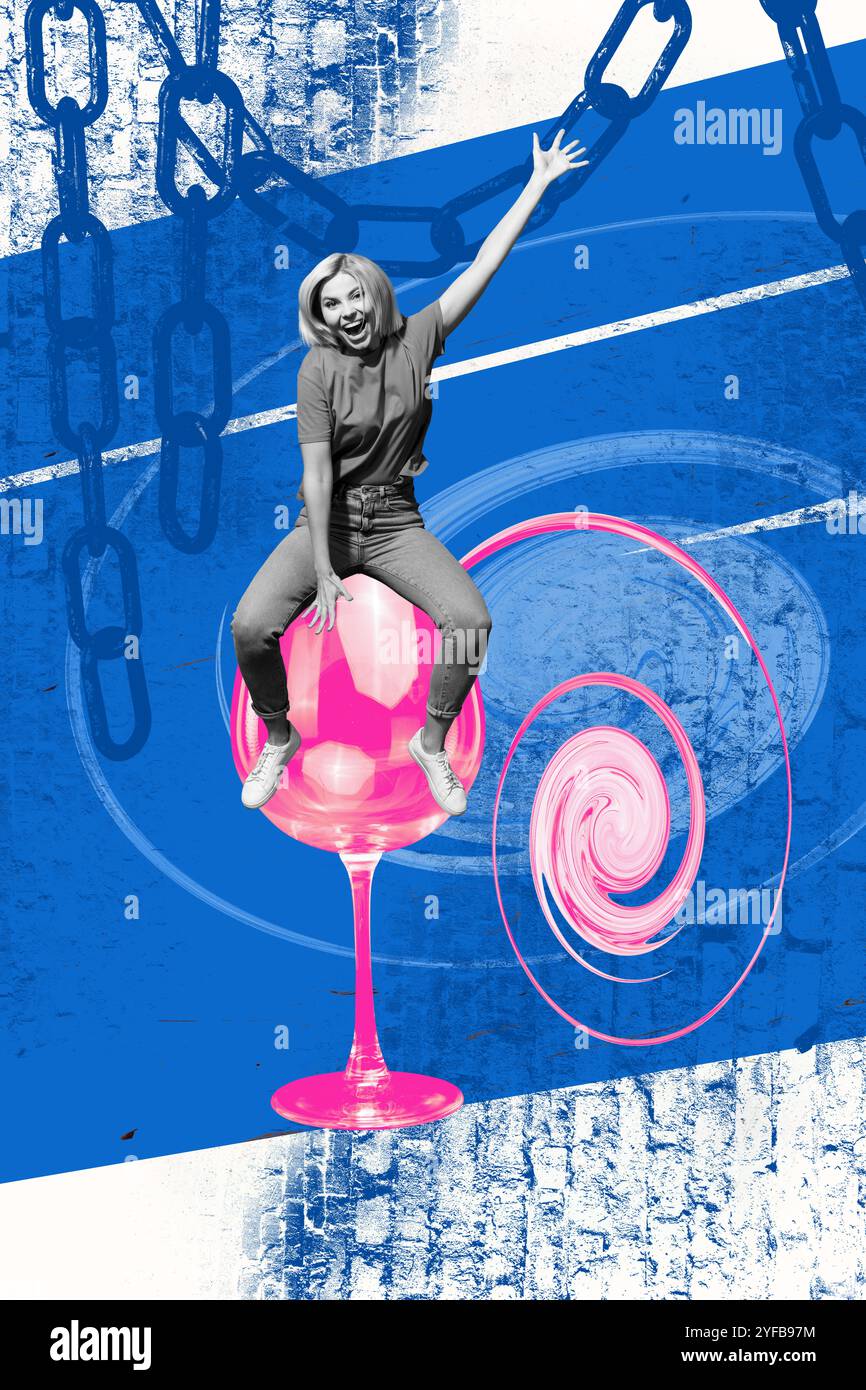 Composite trend artwork sketch image collage of chain lock control ...