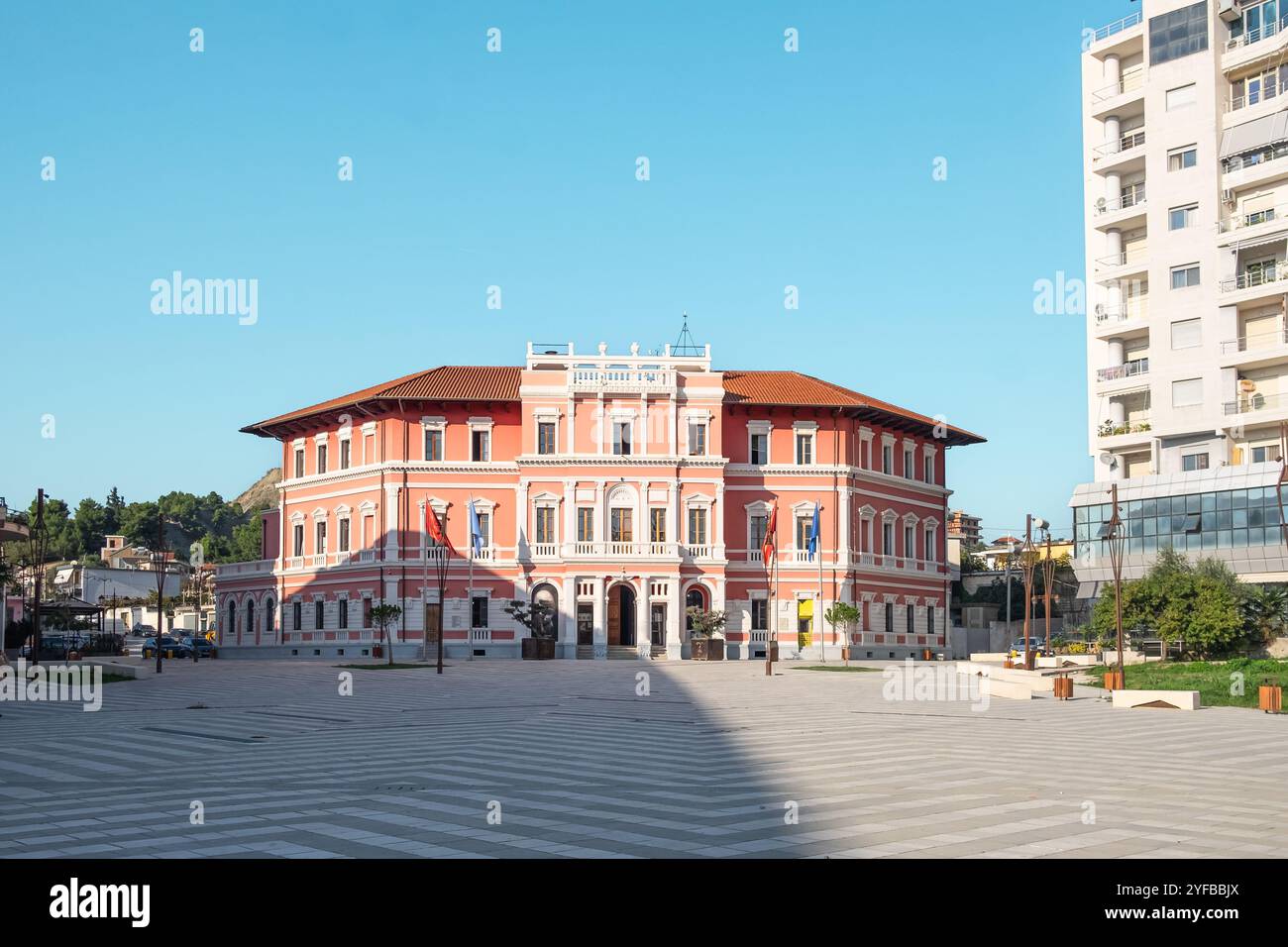 Municipality hall Vlore Albania, City Hall. Urban planning office Vlore ...