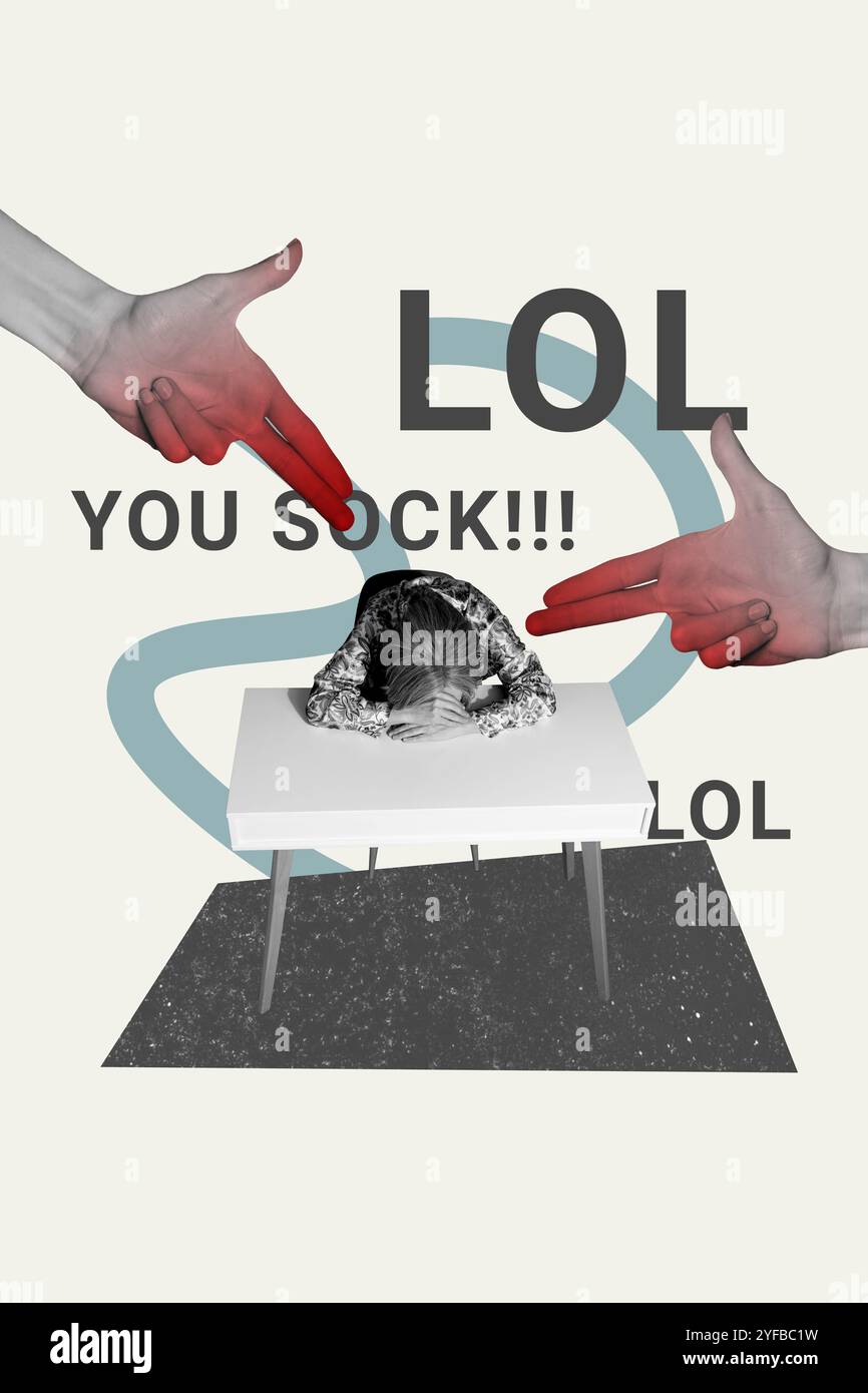 Vertical poster collage mature woman lol abuse harassment mental ...