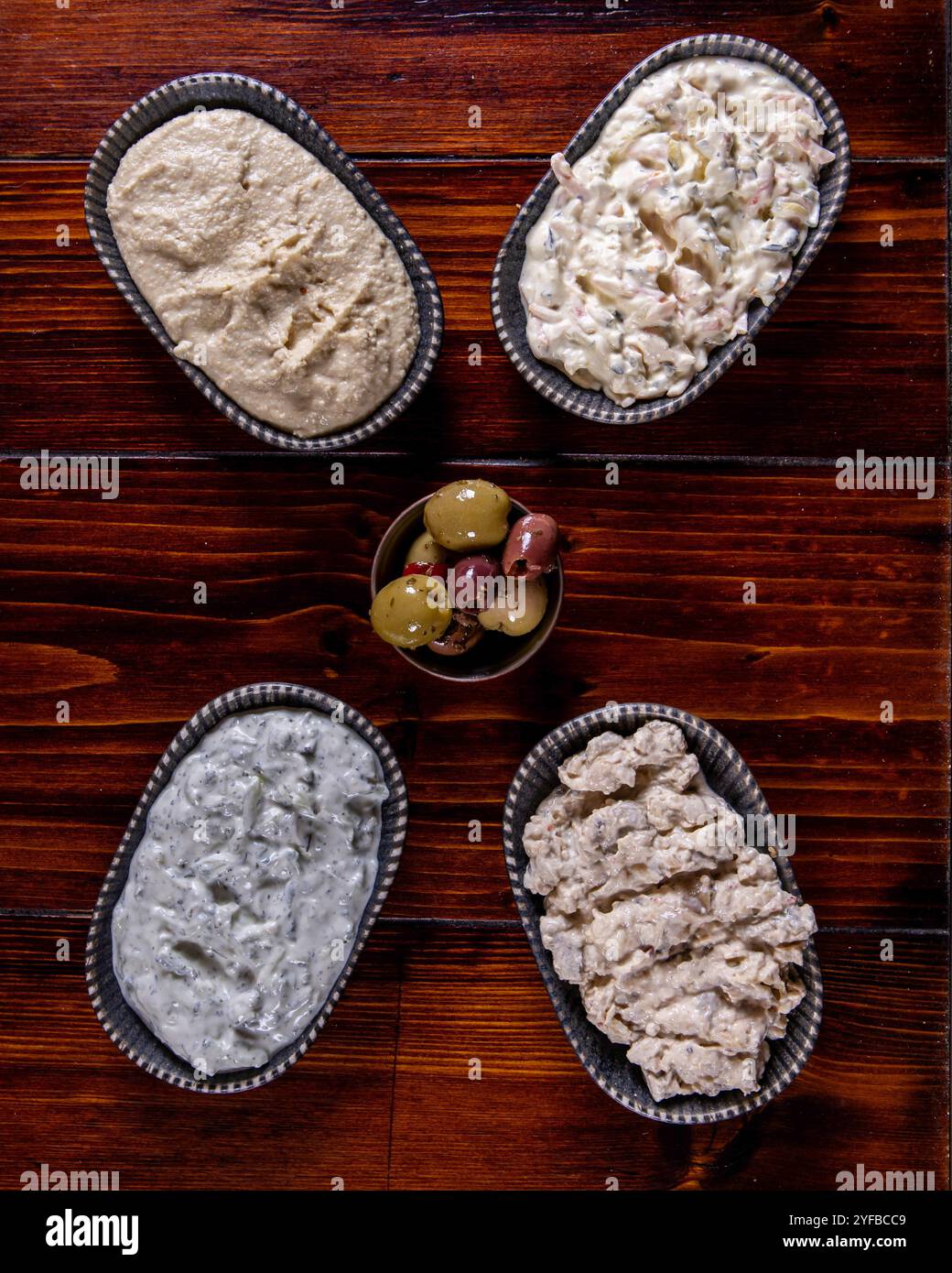 Selection of traditional Turkish starters and sides in the form of ...
