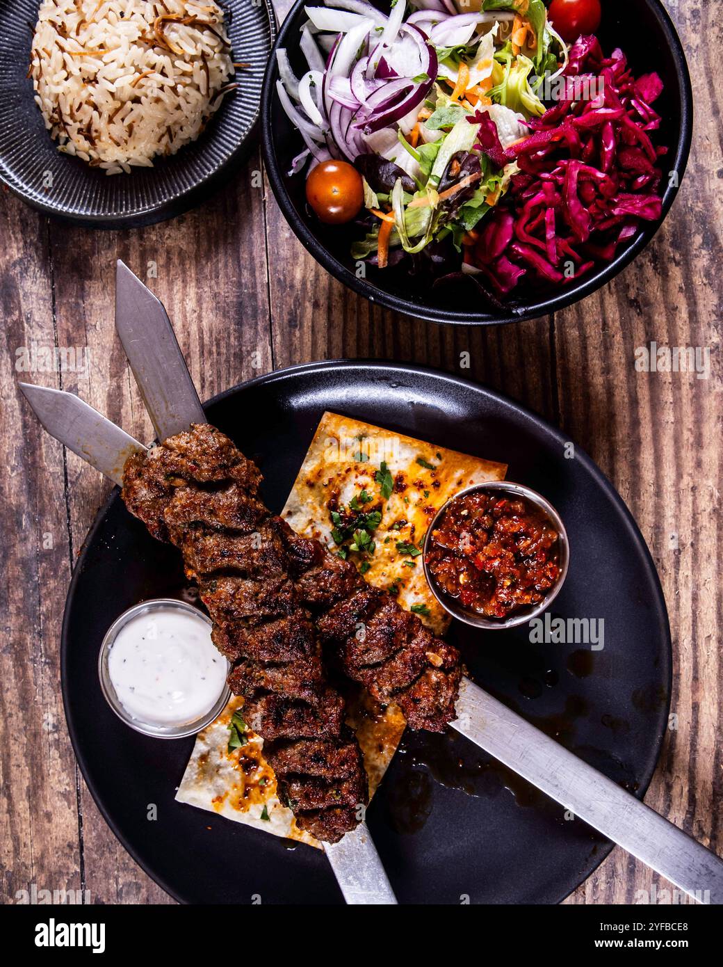 Traditional Turkish food styled with the ingredients that make up the ...