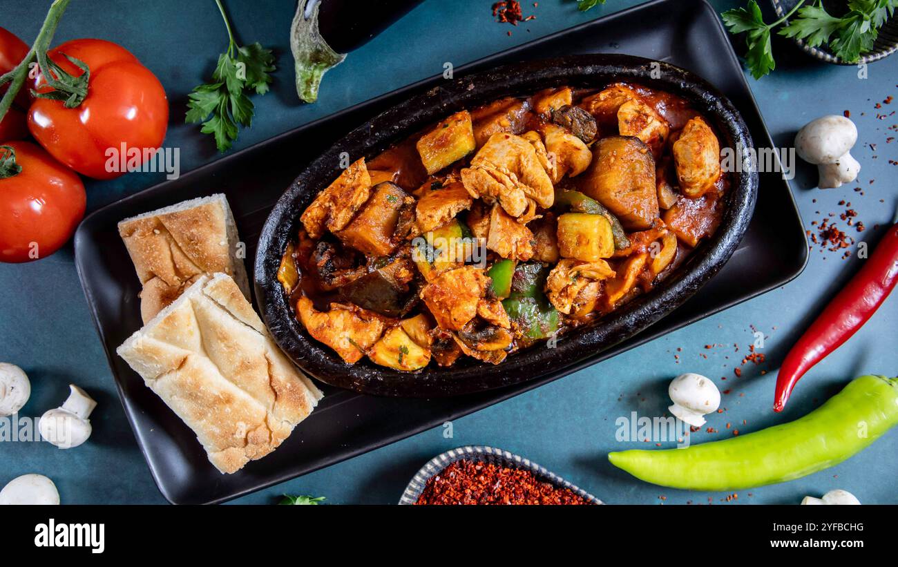 Traditional Turkish food styled with the ingredients that make up the ...