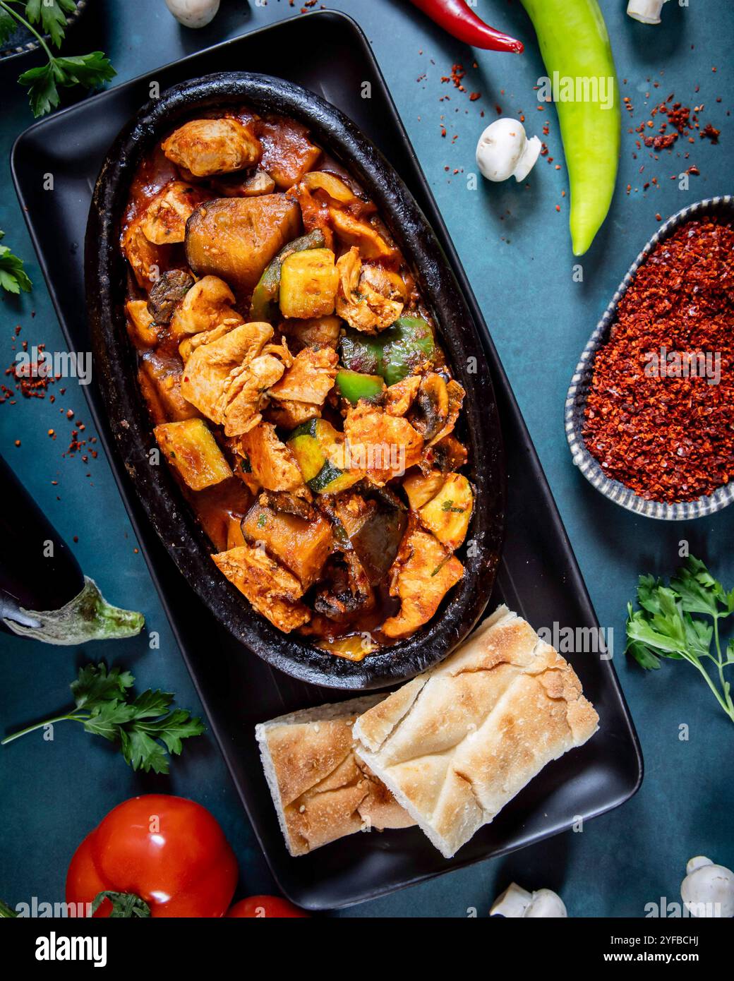 Traditional Turkish food styled with the ingredients that make up the ...