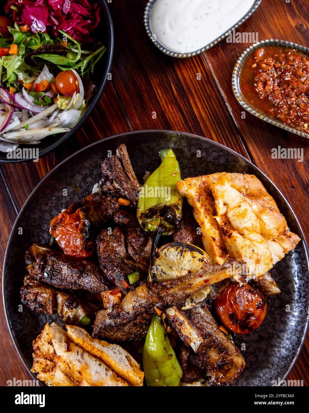 Traditional Turkish food styled with the ingredients that make up the ...