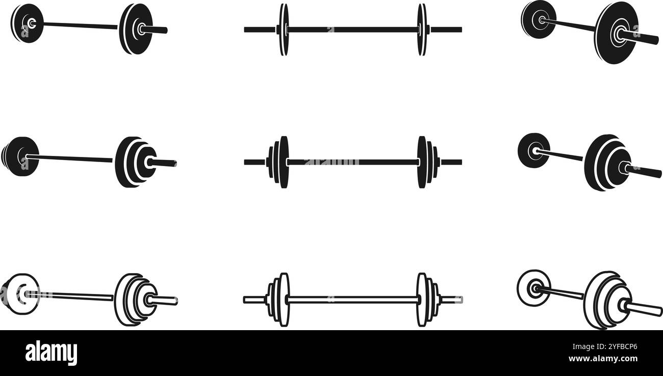 Gym barbell design Black and White Stock Photos & Images - Alamy
