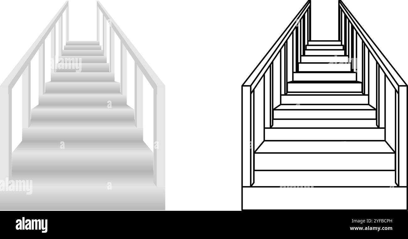 white stairs straight to the top vector illustration isolated on white ...