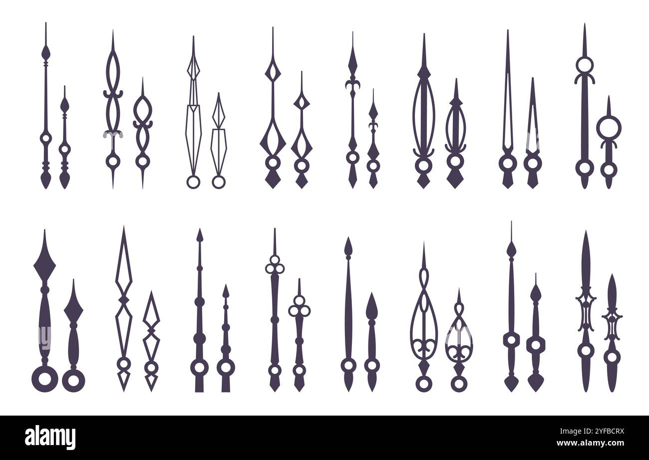 Vintage analog clock hands. Antiques carved time pointers. Long and ...