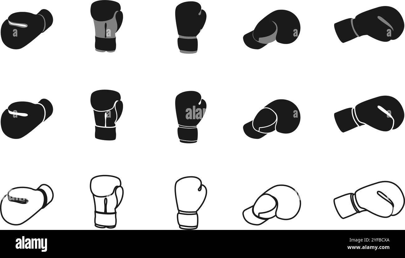 Boxing gloves vector Black and White Stock Photos & Images - Alamy