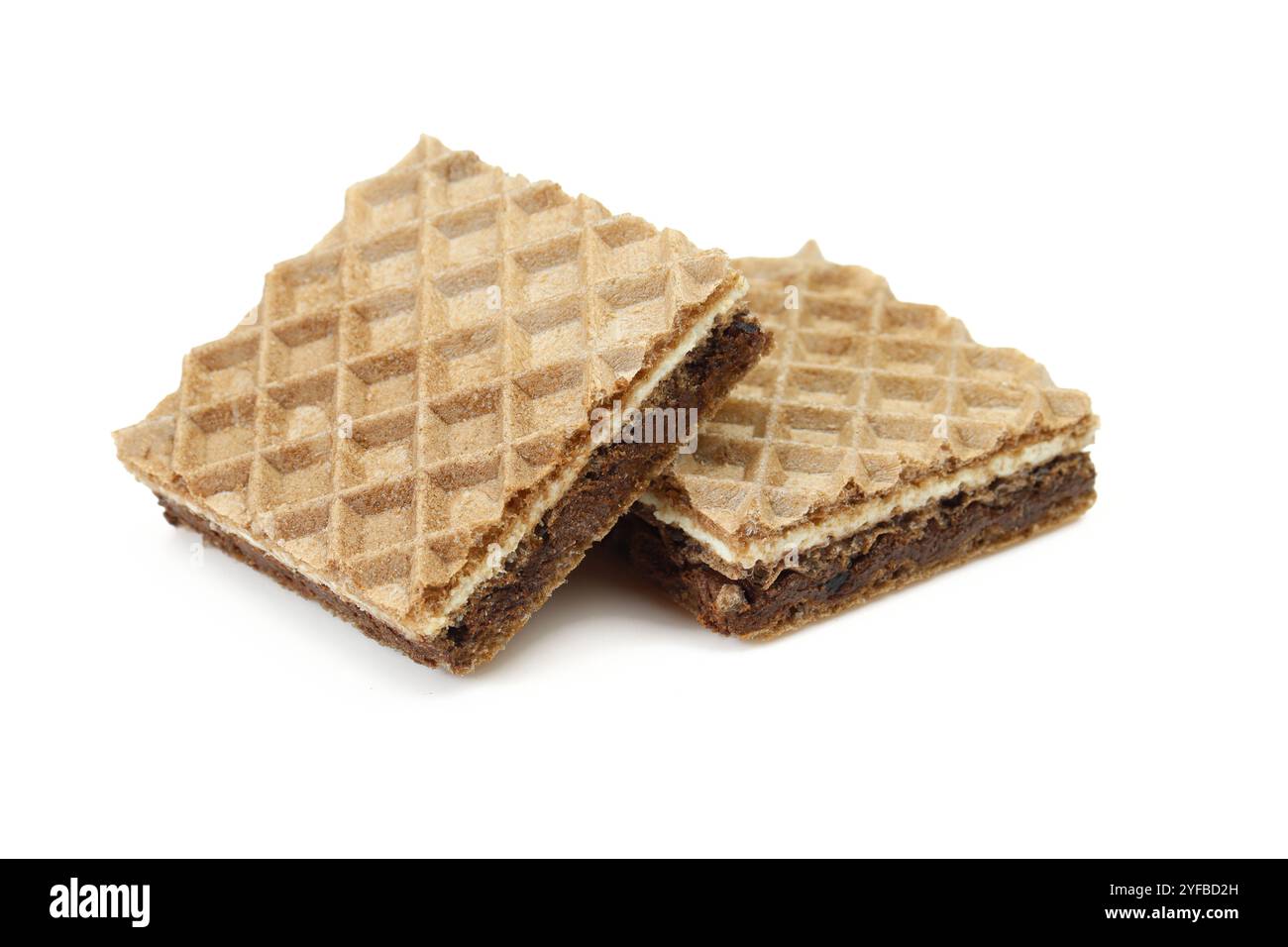 Wafer snack bars filled with milk-hazelnuts cream isolated on white ...
