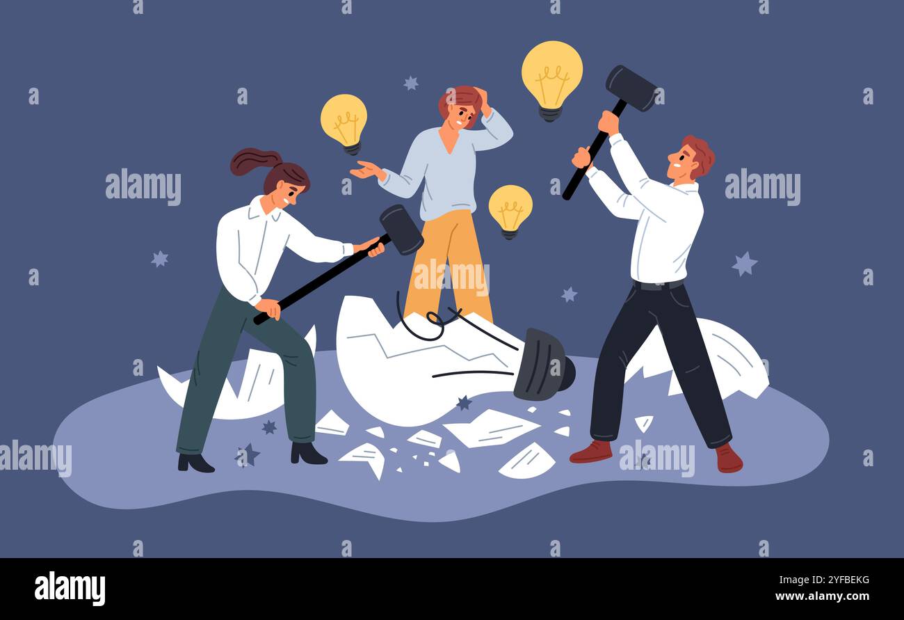 Broken light bulb hammer Stock Vector Images - Alamy