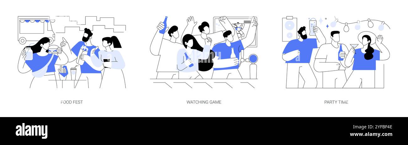 Friends outing isolated cartoon vector illustrations se Stock Vector ...