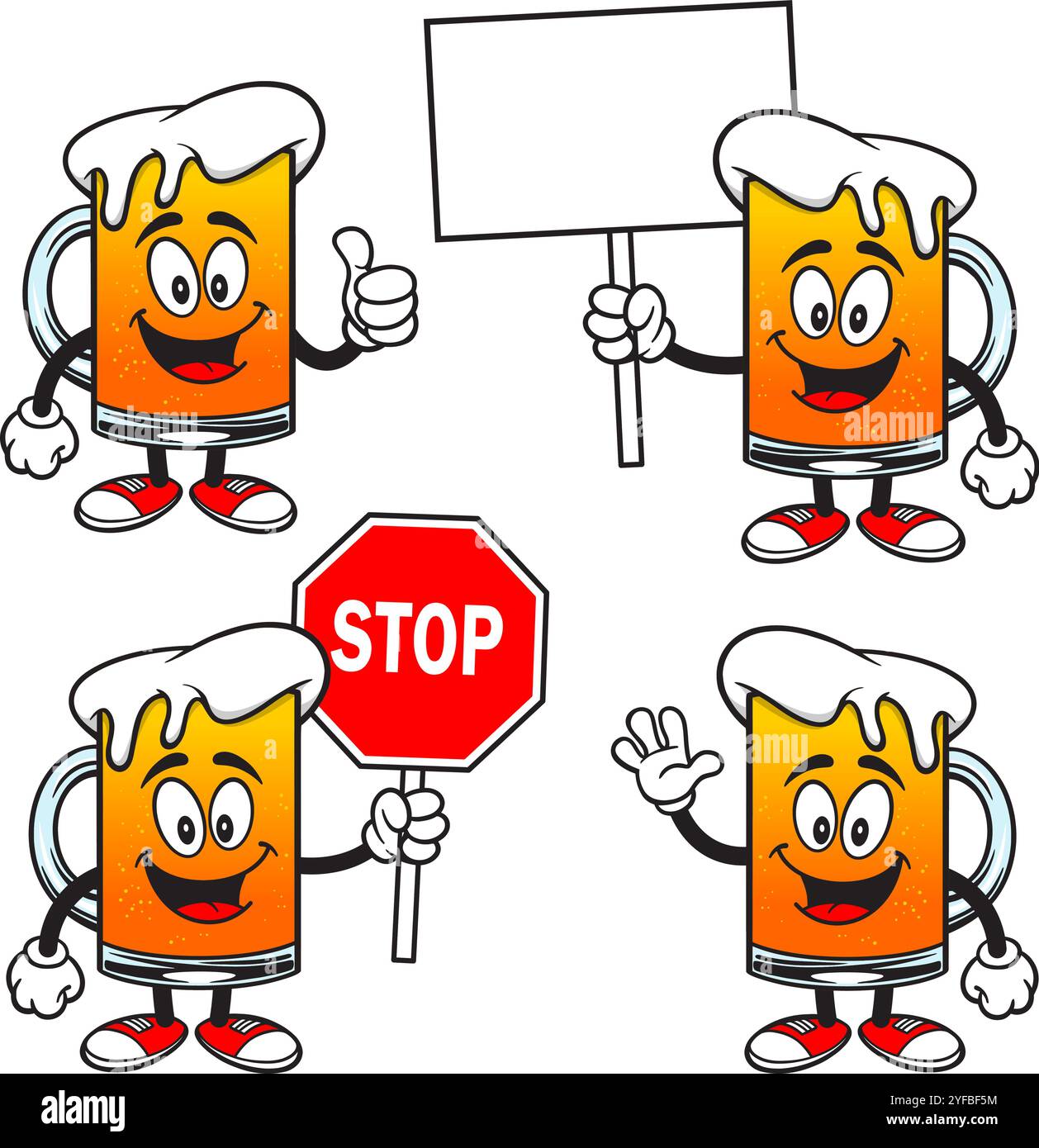 Beer Character Set 01, Hand Drawn Vector illustrations, Isolated On ...