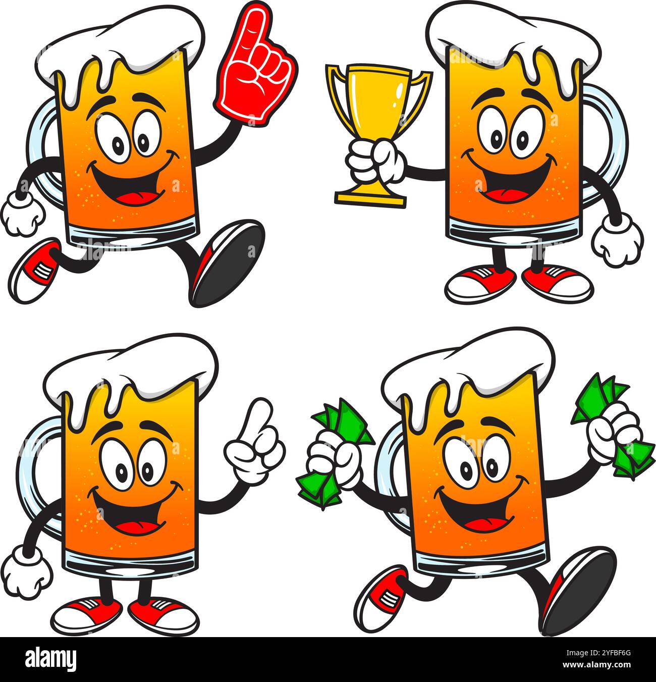 Beer Character Set 02, Hand Drawn Vector illustrations, Isolated On ...