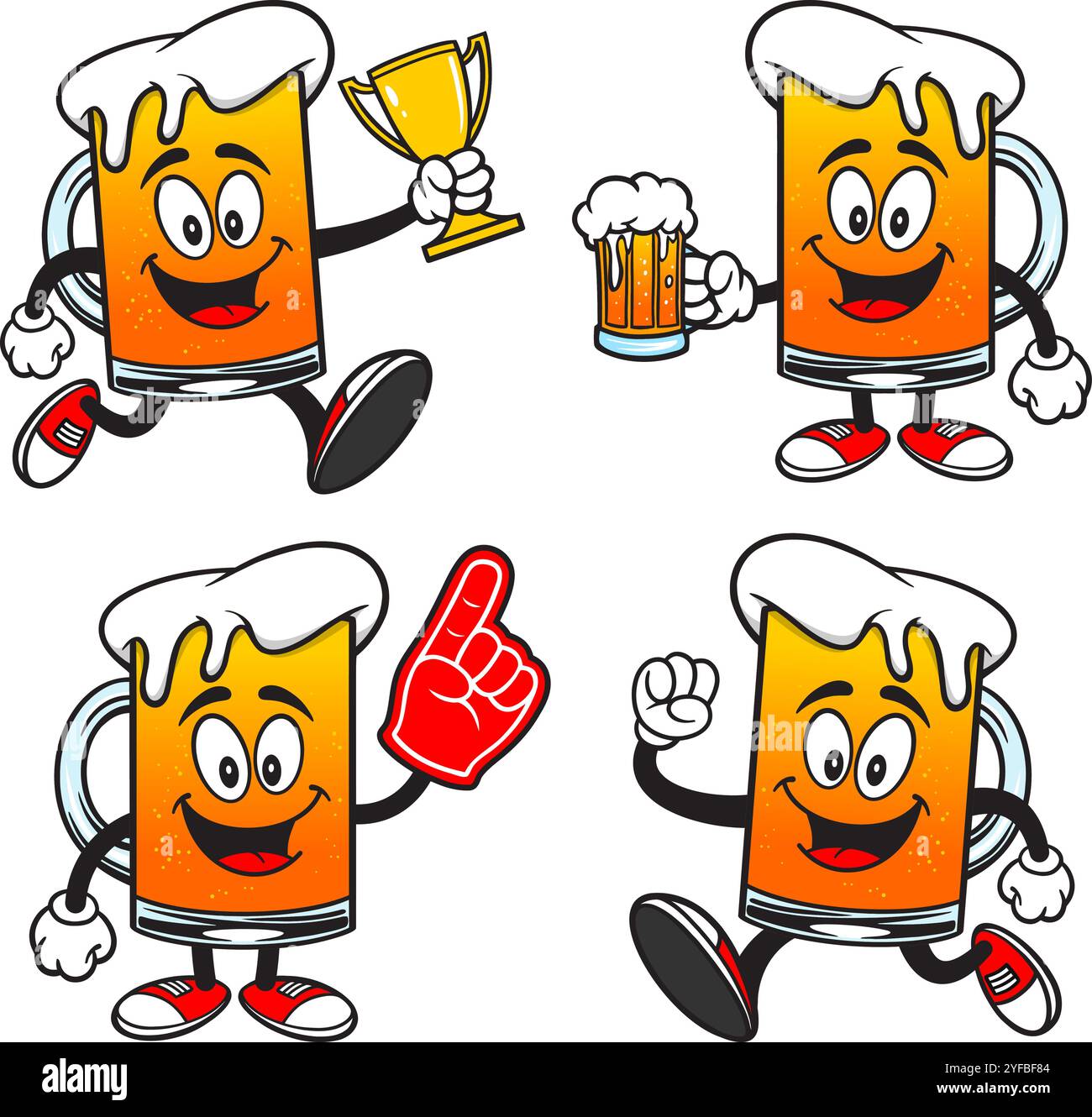 Beer Character Set 03, Hand Drawn Vector illustrations, Isolated On ...