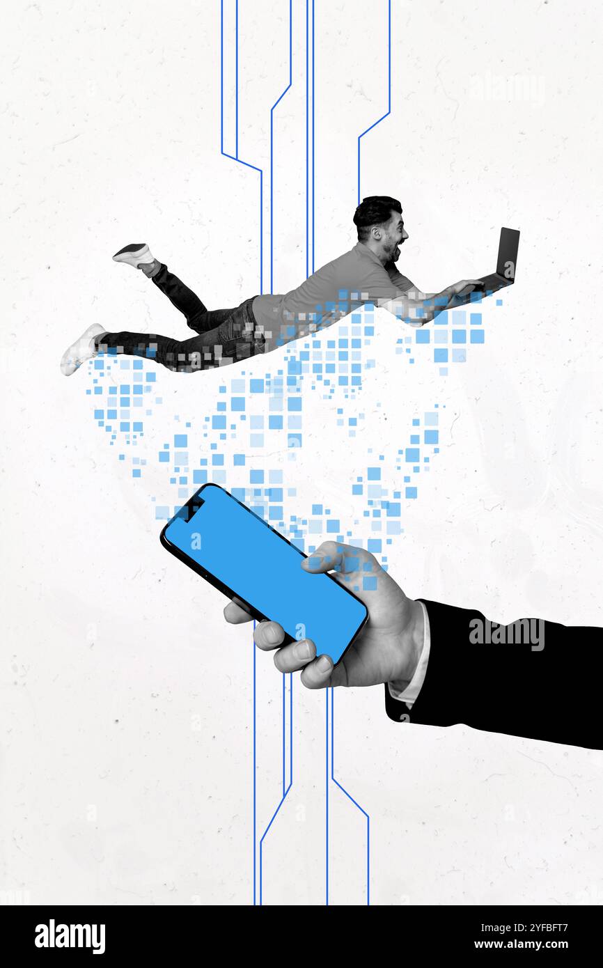 Composite trend artwork sketch photo collage of business distance work ...