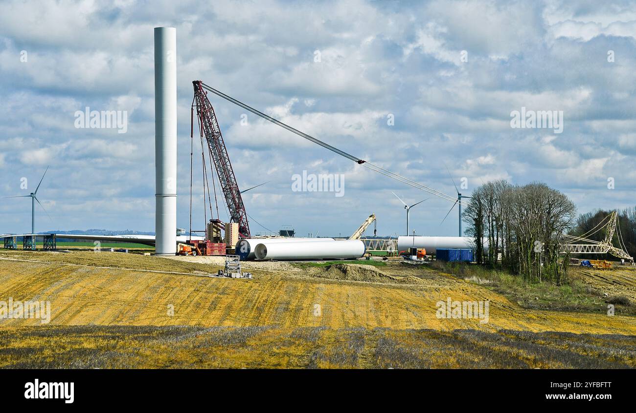 Construction site of the Zephir wind farm in Pihem (northern France) on ...
