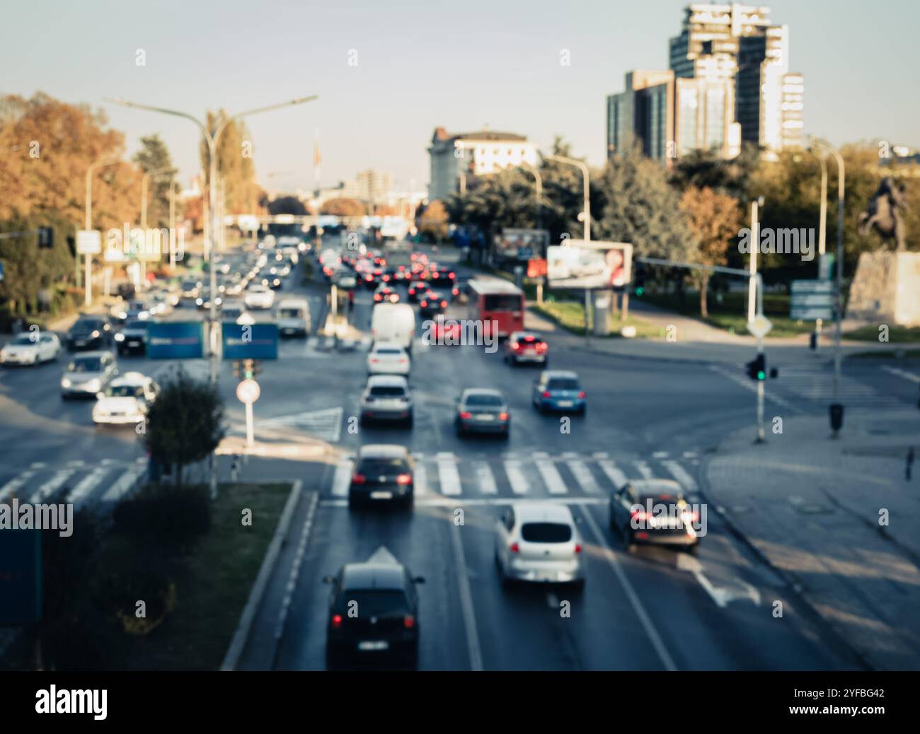 Blurred motion of cars on the motorway. Big traffic in the city. Urban ...