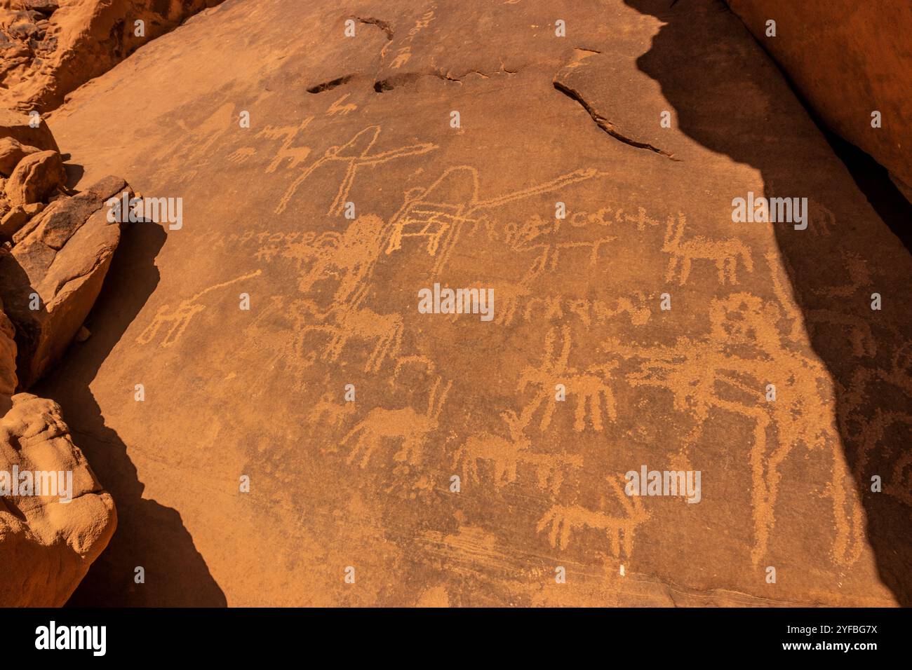 Rock art (petroglyphs) in Jubbah, Saudi Arabia Stock Photo - Alamy