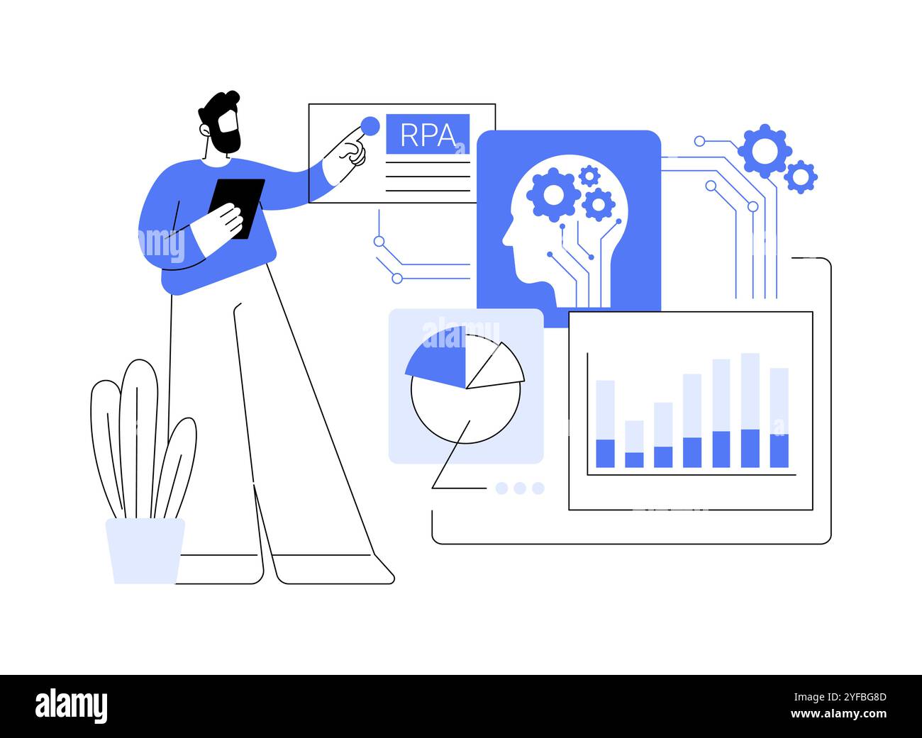 Robotic process automation isolated cartoon vector illustrations Stock ...