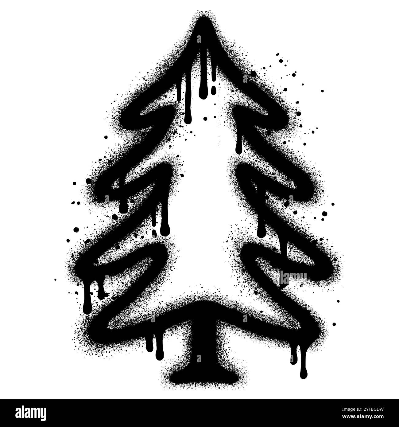 Pine trees graffiti with black spray paint. vector illustration Stock ...