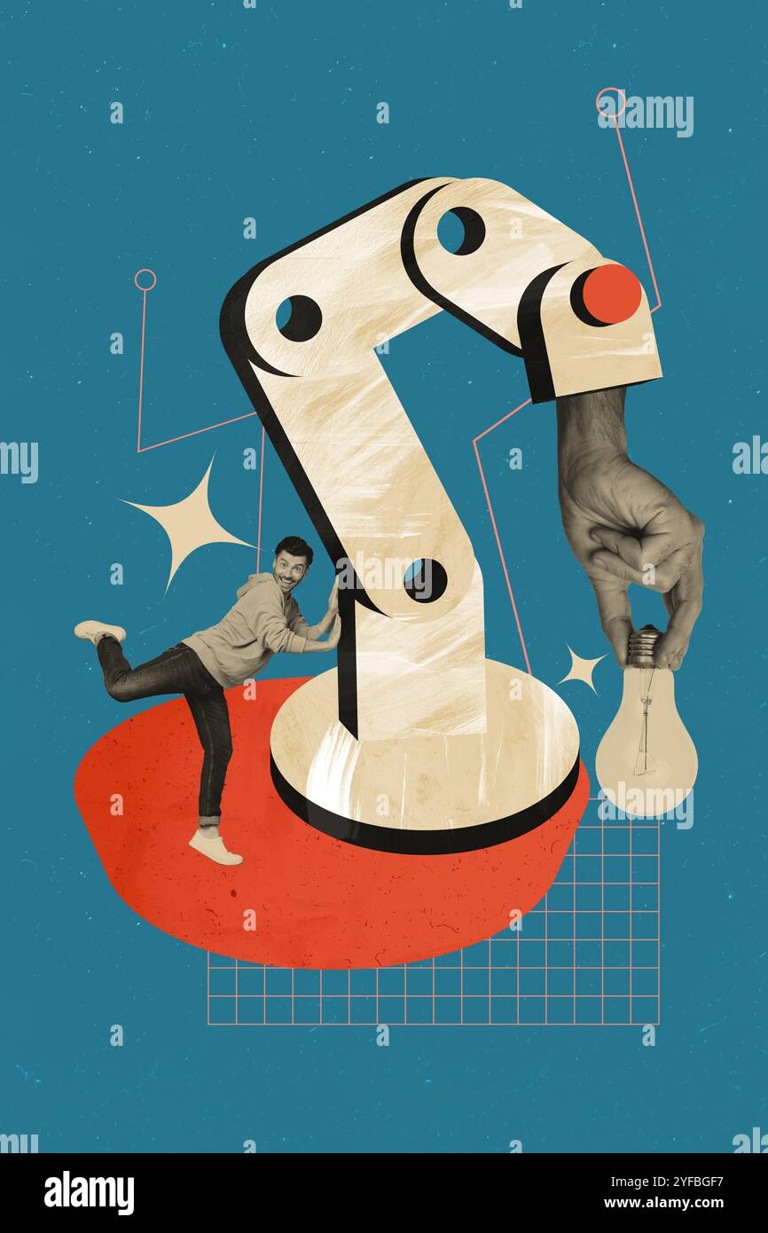 Composite trend artwork sketch image photo collage of construction ...