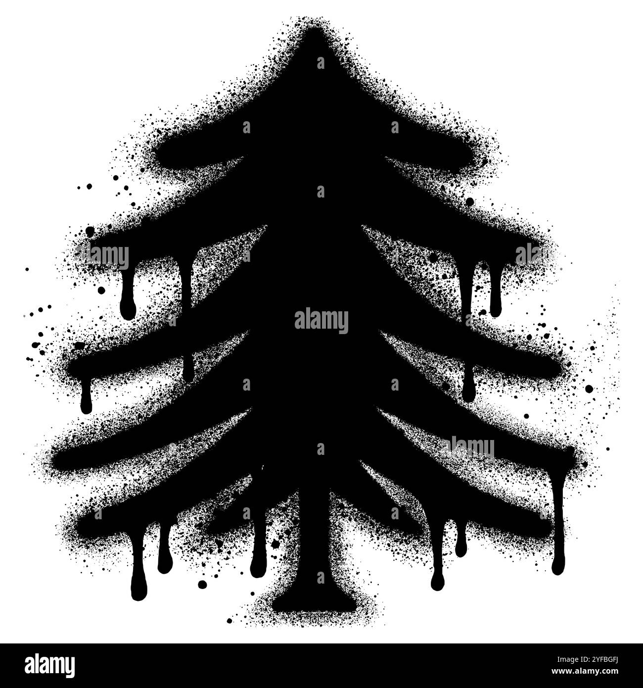Pine trees graffiti with black spray paint. vector illustration Stock ...