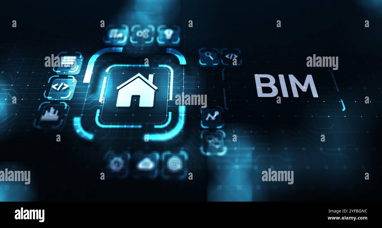 BIM Building Information Modeling Technology concept on virtual screen ...