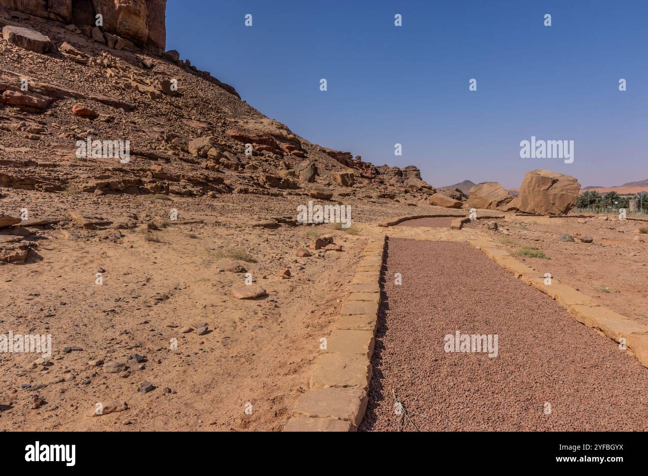 Path to the rock art (petroglyphs) in Jubbah, Saudi Arabia Stock Photo ...