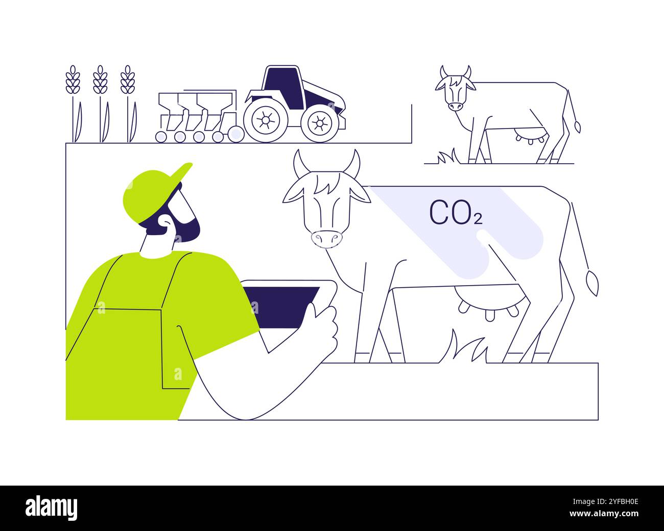 Agriculture and farming emissions abstract concept vector illustration ...