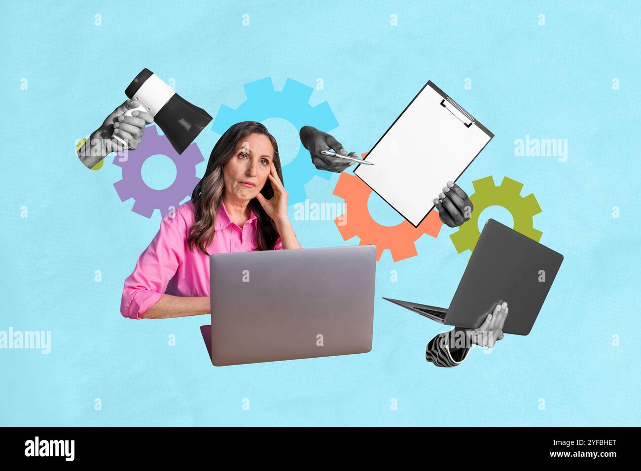 Composite trend artwork sketch collage of office manager aged woman ...