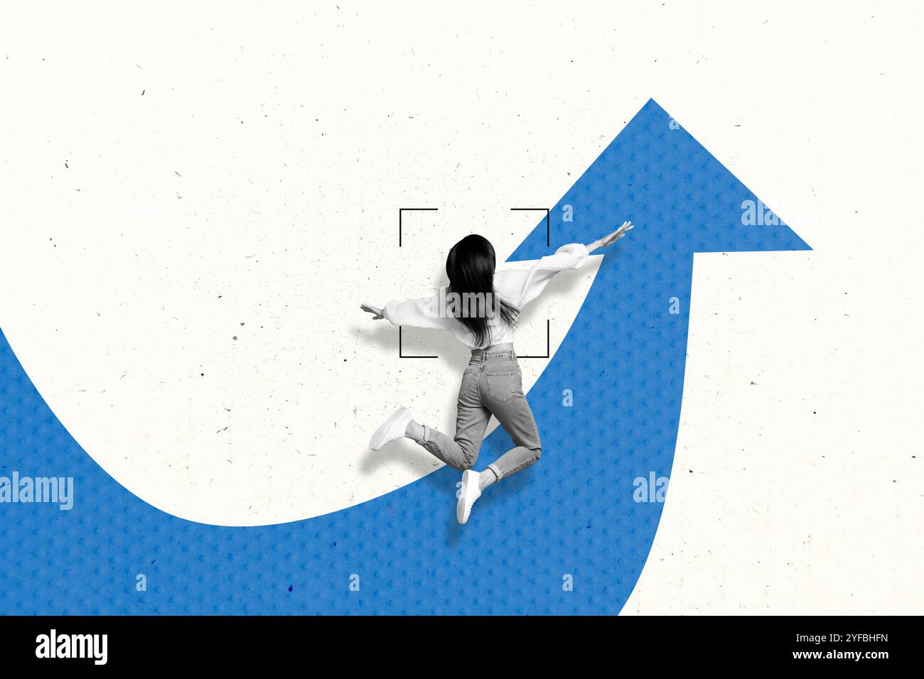 Poster collage motivation of ambitious young woman flying air funky ...