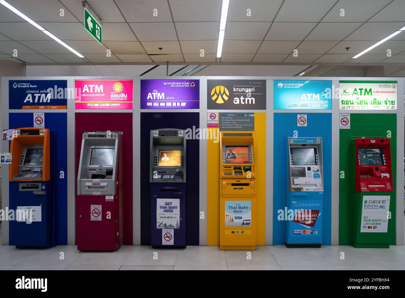 BANGKOK, THAILAND - OCTOBER 14, 2023: assortment of automated teller ...