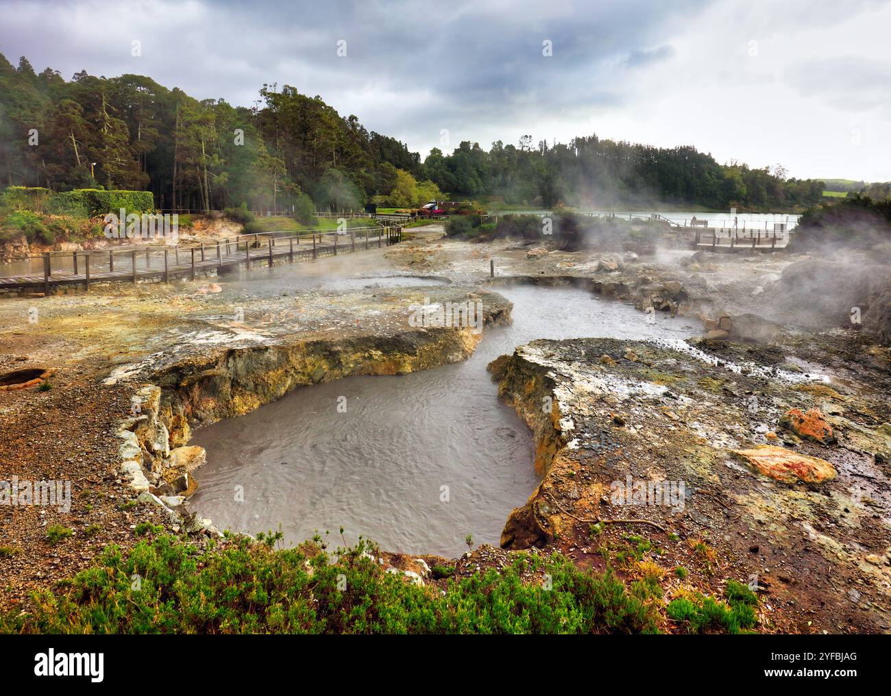 Fumaroles in Furnas Hot Springs, Sao Miguel Island, Azores, Portugal ...