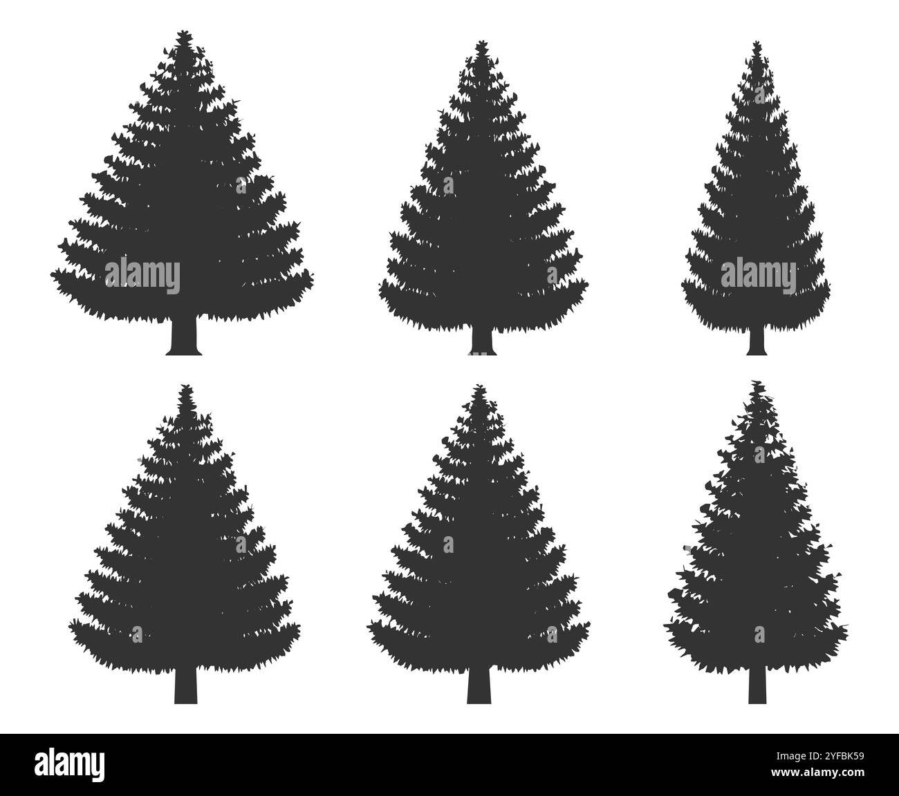 Spruce tree shape silhouette icon collection. Christmas tree logo ...