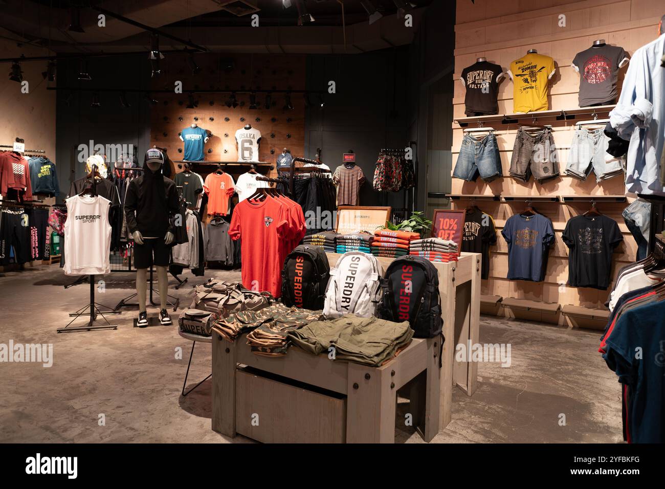 BANGKOK, THAILAND - OCTOBER 26, 2023: interior shot of Superdry store ...