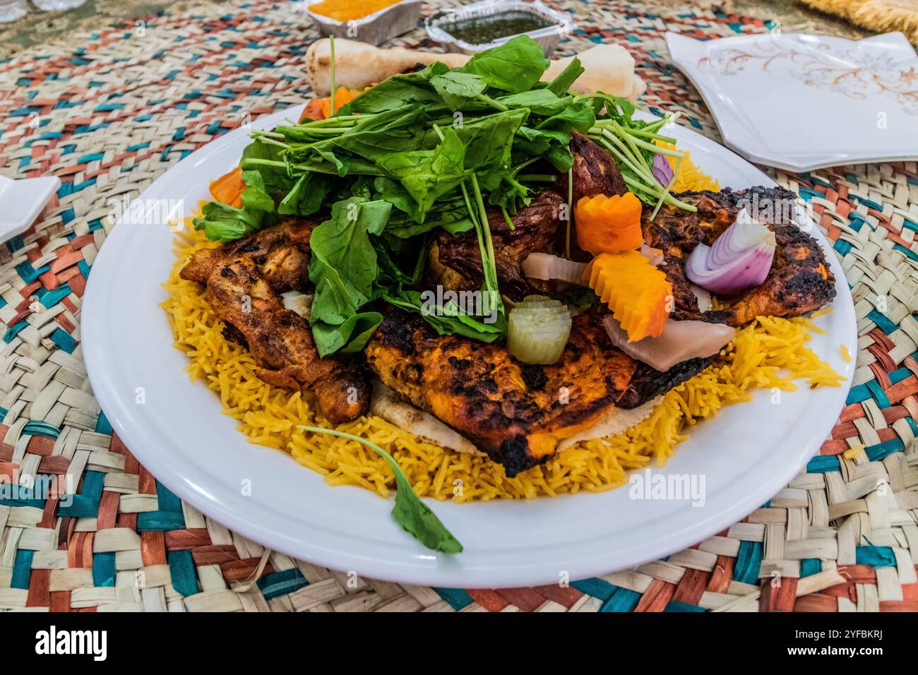 Chicken kabsa, meal in Saudi Arabia Stock Photo - Alamy