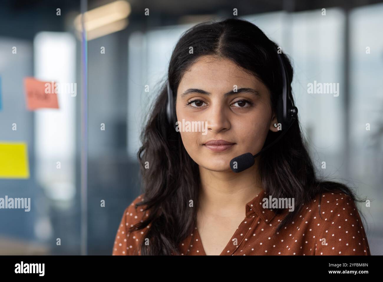 Woman headset provides professional customer hi-res stock photography ...