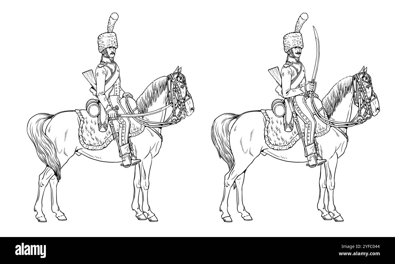 Drawing with the Napoleonic Chasseur. Mounted soldier of the Napoleonic ...