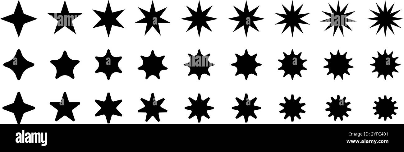 Different star shapes and design badges. Vector illustration Stock ...