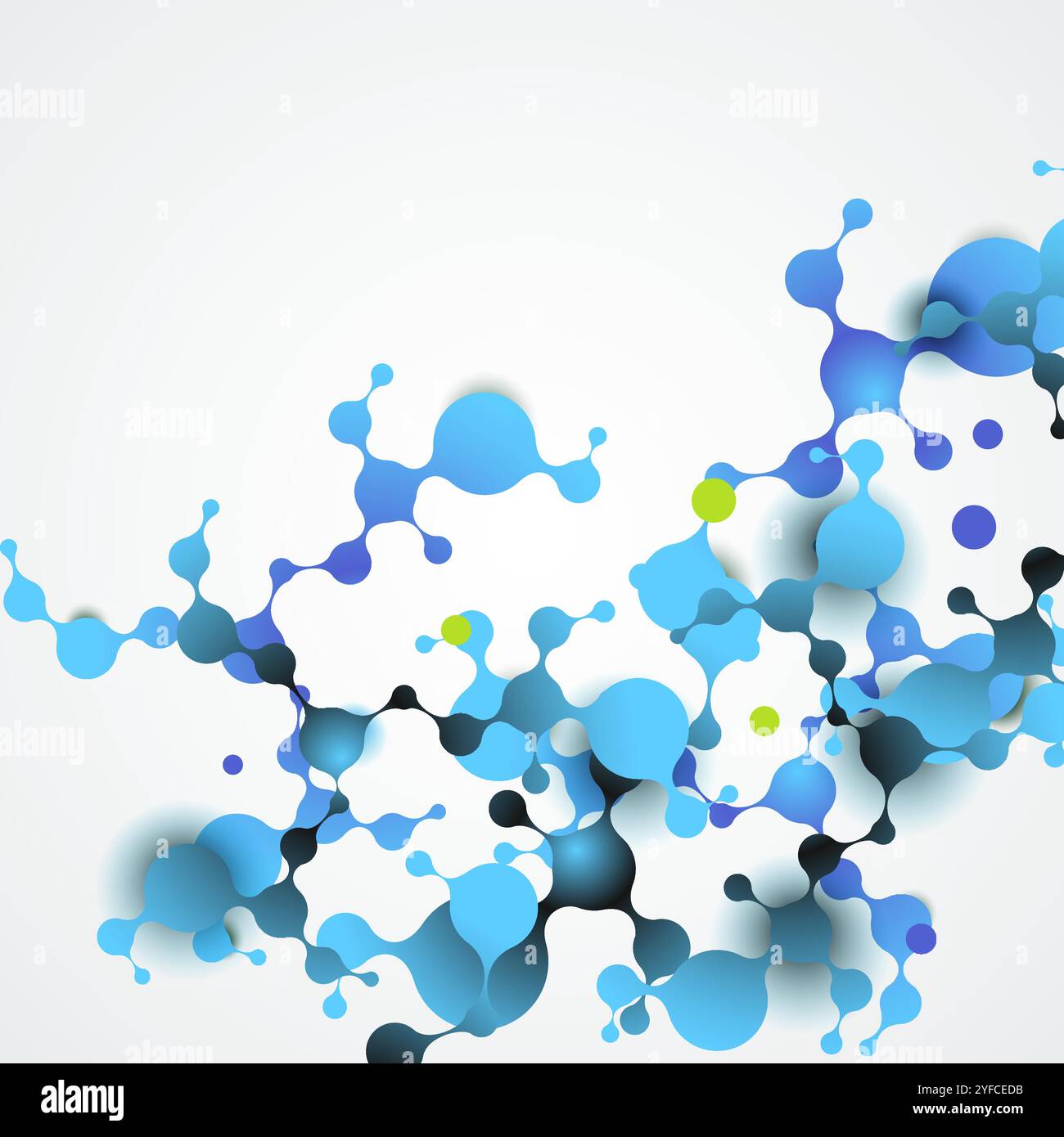 abstract blue violet molecules that are on the right on a white ...