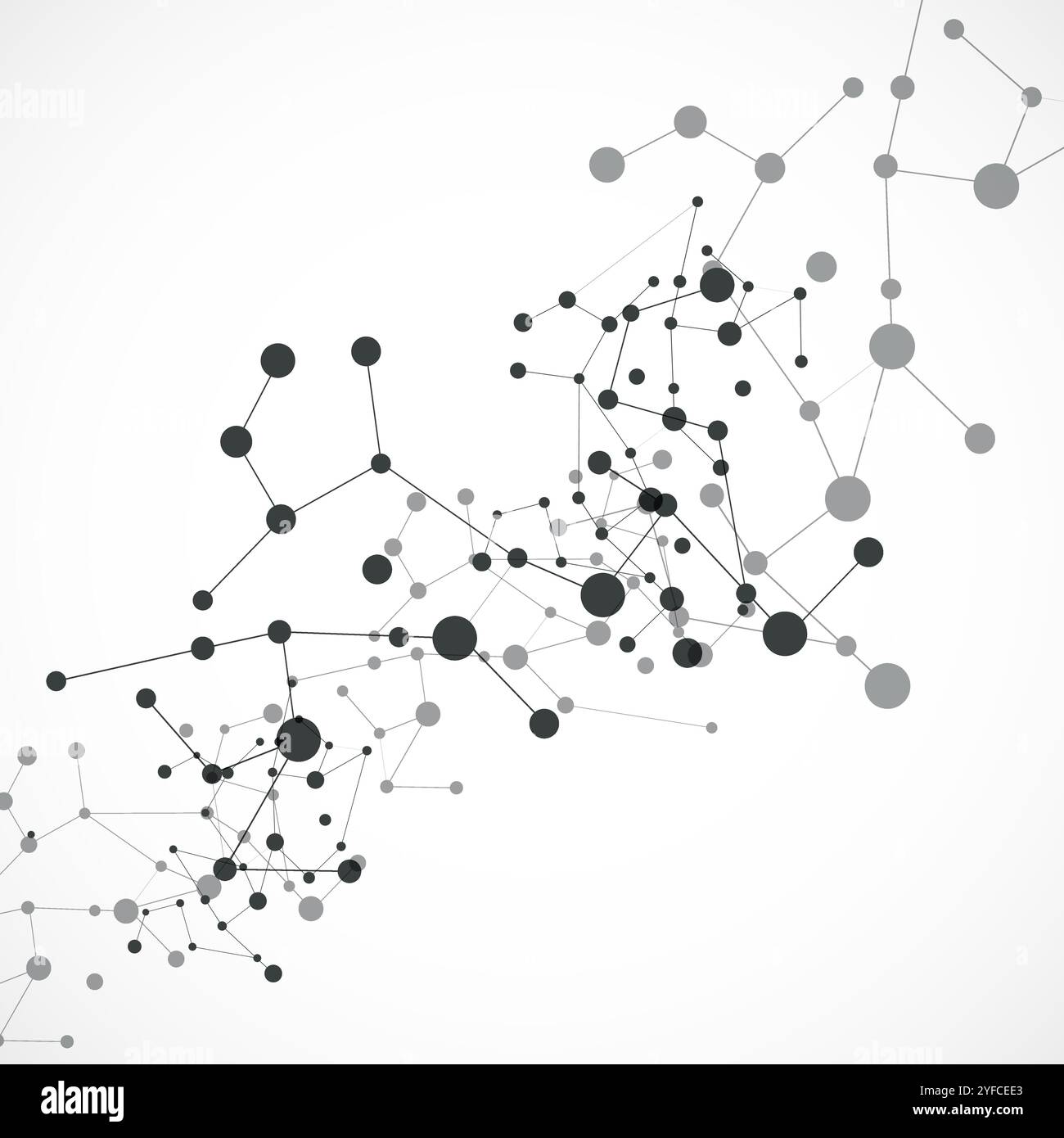 Vector abstract gray molecular connection with dots and lines in center ...