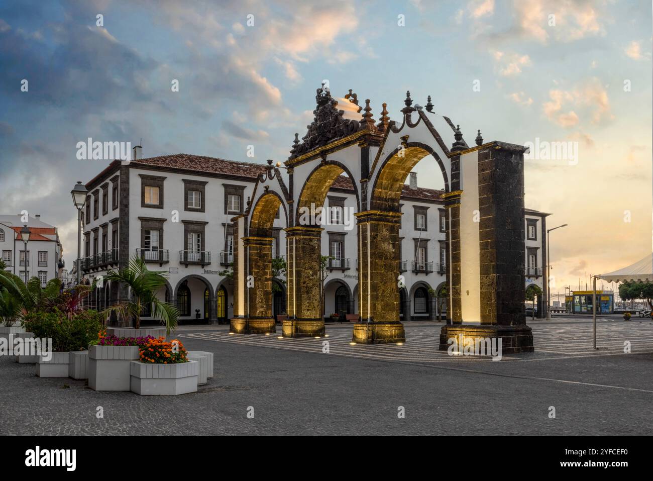 The historic centre of Ponta Delgada, with its charming cobbled streets ...