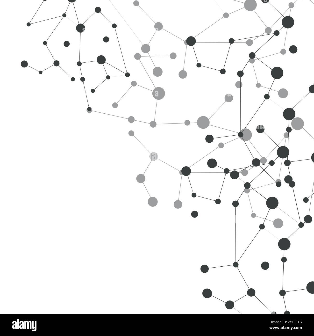 abstract gray molecular compounds with dots and lines to the right ...