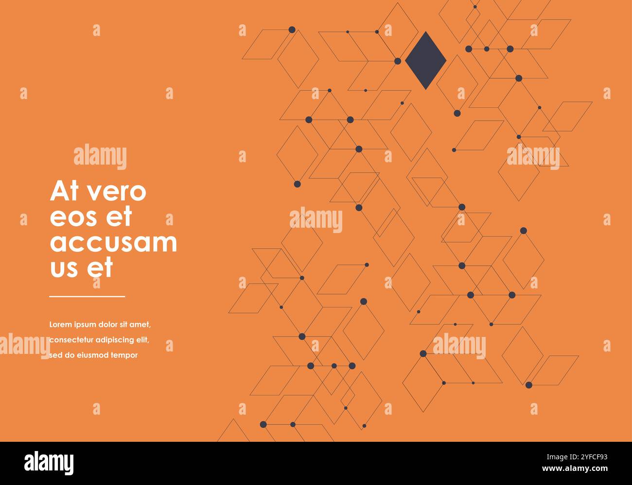 vector connection with dots lines with one gray square orange background Stock Vector Image ...