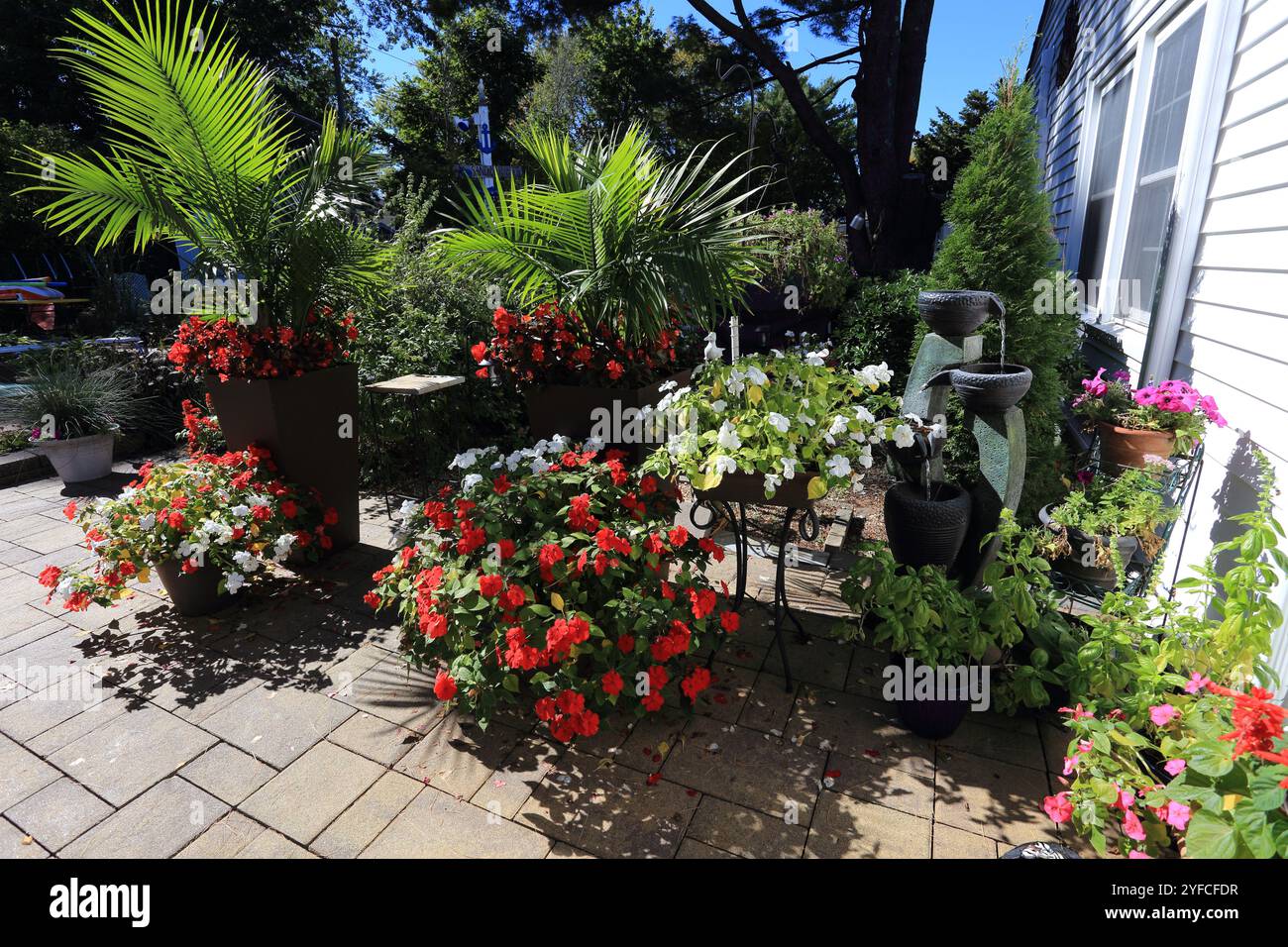 Backyard patio Long Island New York Stock Photo - Alamy