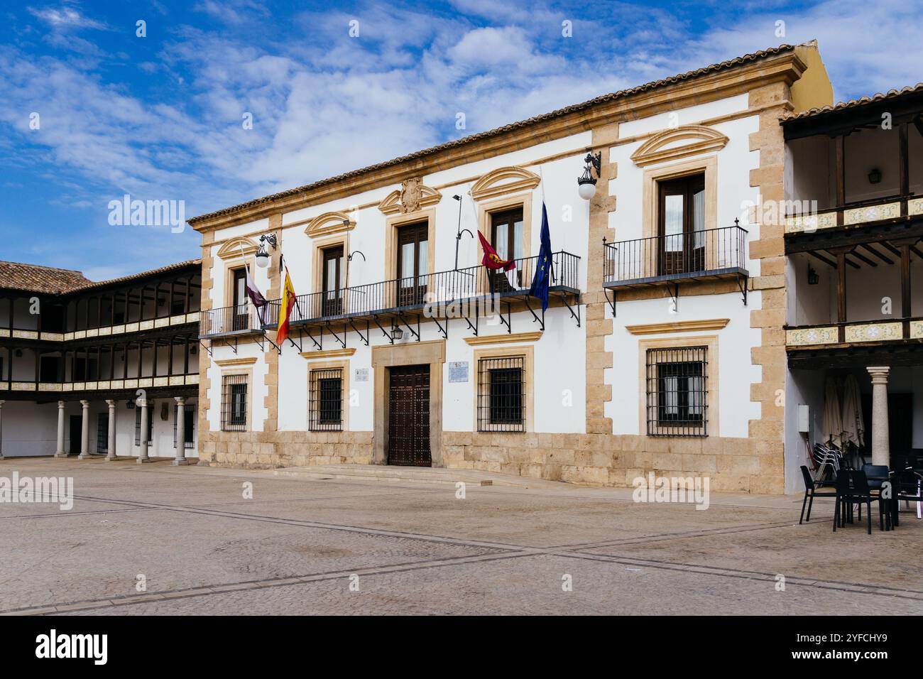 Tembleque, Spain - November 2, 2024: The Town Hall in the main Square ...
