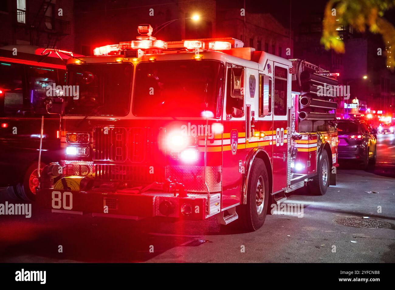 Firefighter pumper truck responding to a emergency call Stock Photo - Alamy