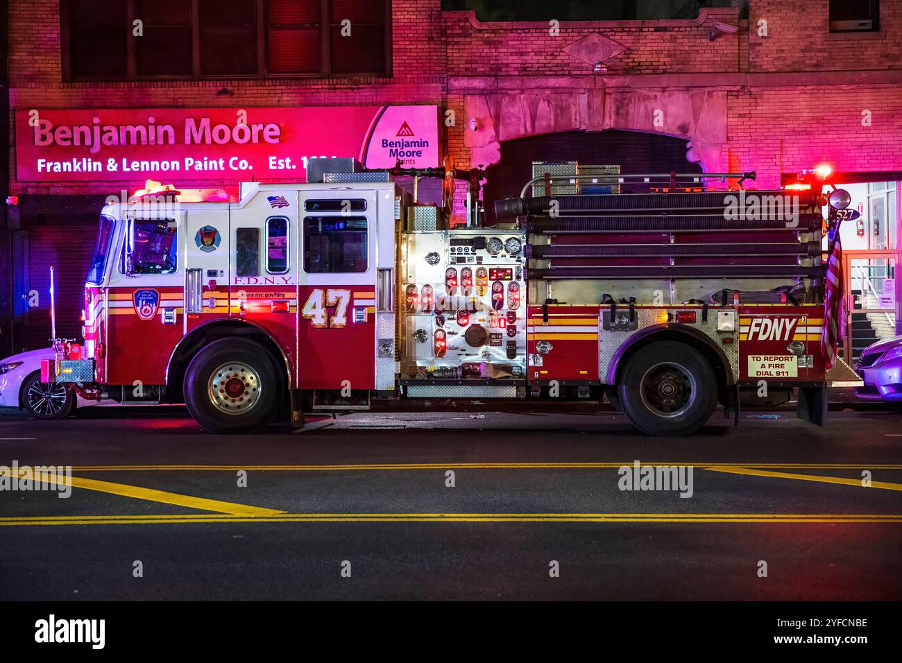 Firefighter pumper truck responding to a emergency call Stock Photo - Alamy