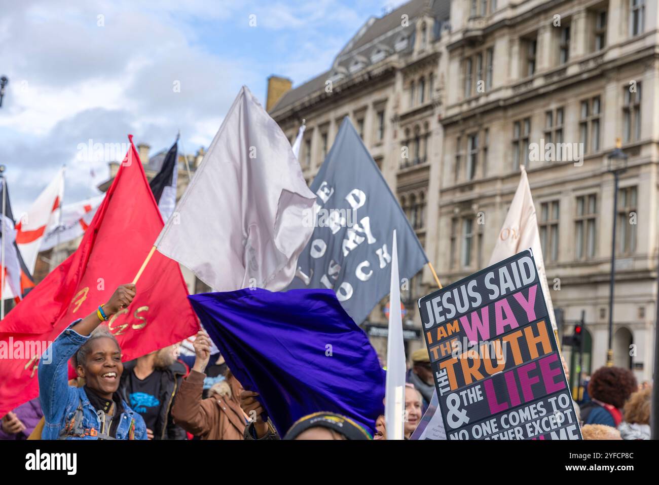 Participants gather and march during their March for Jesus in central ...